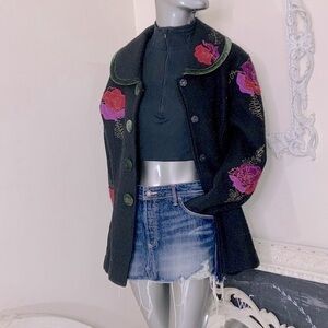 Carson | Jackets & Coats | Carson Floral Embroidered Pleated Jacket ...